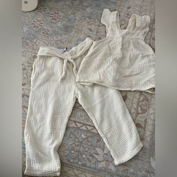 Zara | Matching Sets | Zara Beige Textured Shirt Pants Set | Poshmark
